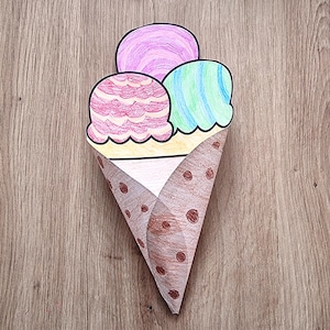 Ice Cream Craft Printable – Summer Kids Activity – Coloring, Cut and ...