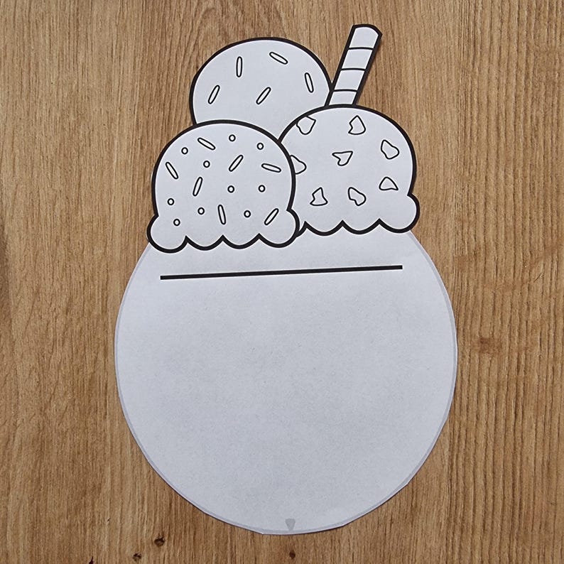 Ice Cream Craft Printable – Summer Kids Activity – Coloring, Cut and ...