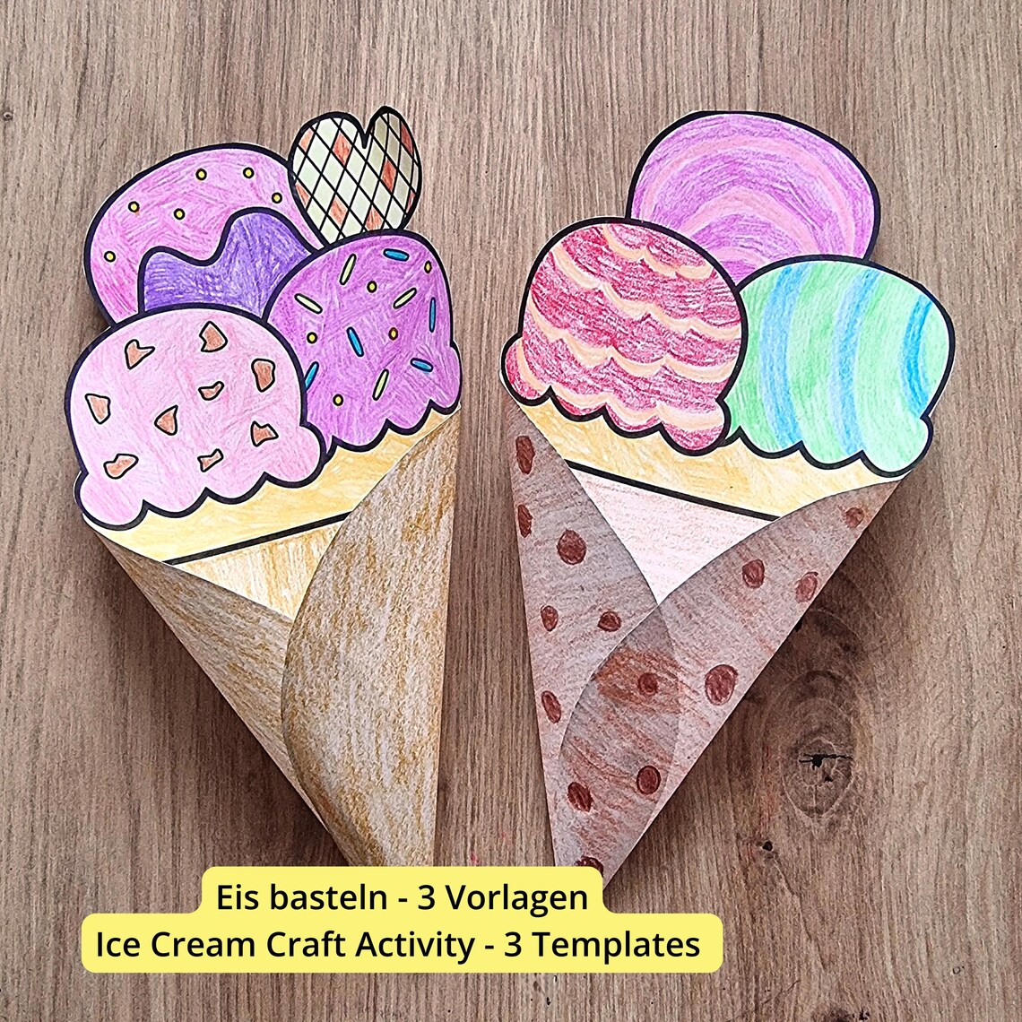 Ice Cream Craft Printable – Summer Kids Activity – Coloring, Cut and ...