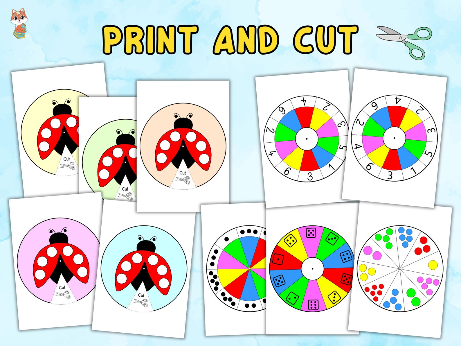 Ladybug Colors and Counting Wheels, Numbers 1 to 6, Match Colors and ...