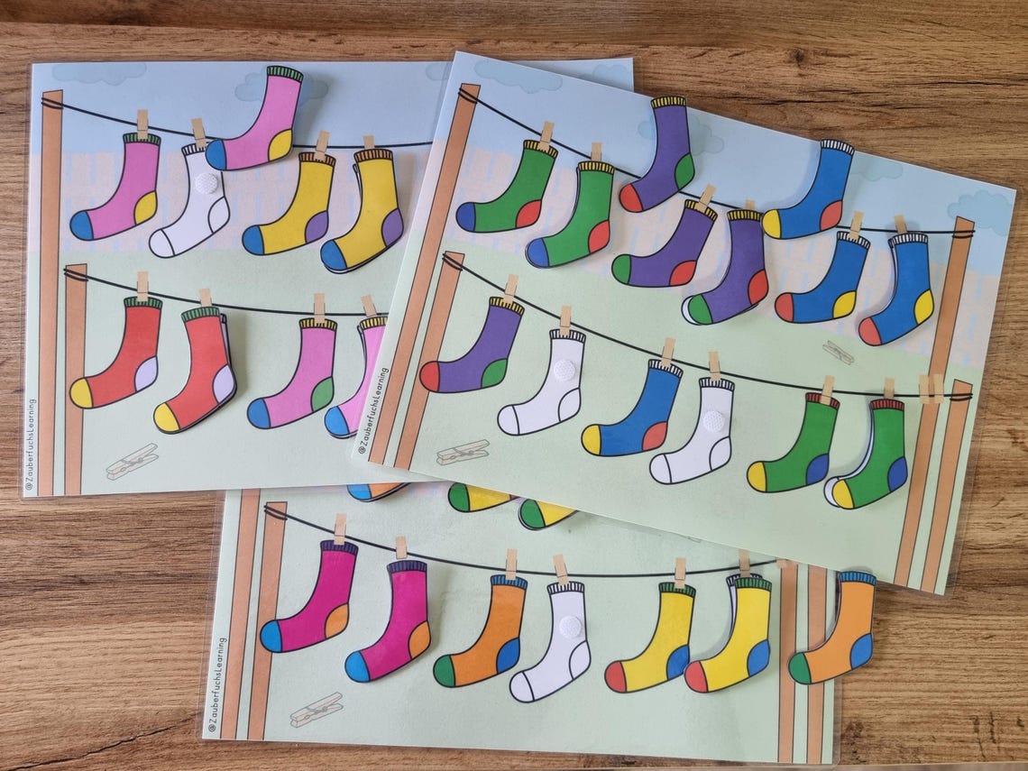 Clothes Line Color Matching Socks, Color Matching, 18 Socks ...