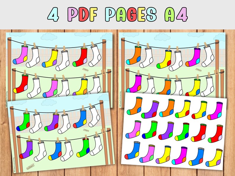 Clothes Line Color Matching Socks, Color Matching, 18 Socks ...