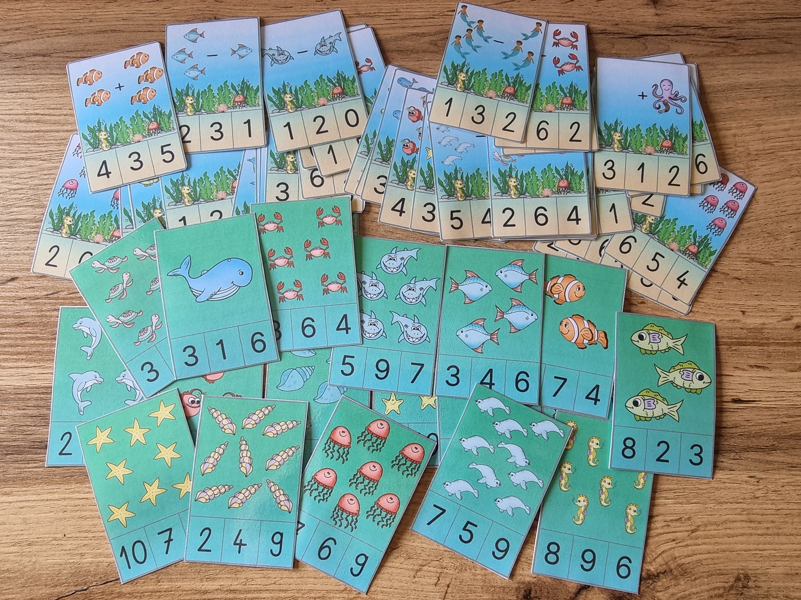 Clip Cards Math Stories Sea Numbers 1 to 6, Clip Cards Sea Numbers 1 to ...