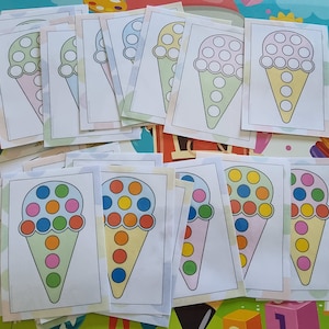 Ice Cream, Playdough Activity Mats, Match Colors Correctly and Fine ...