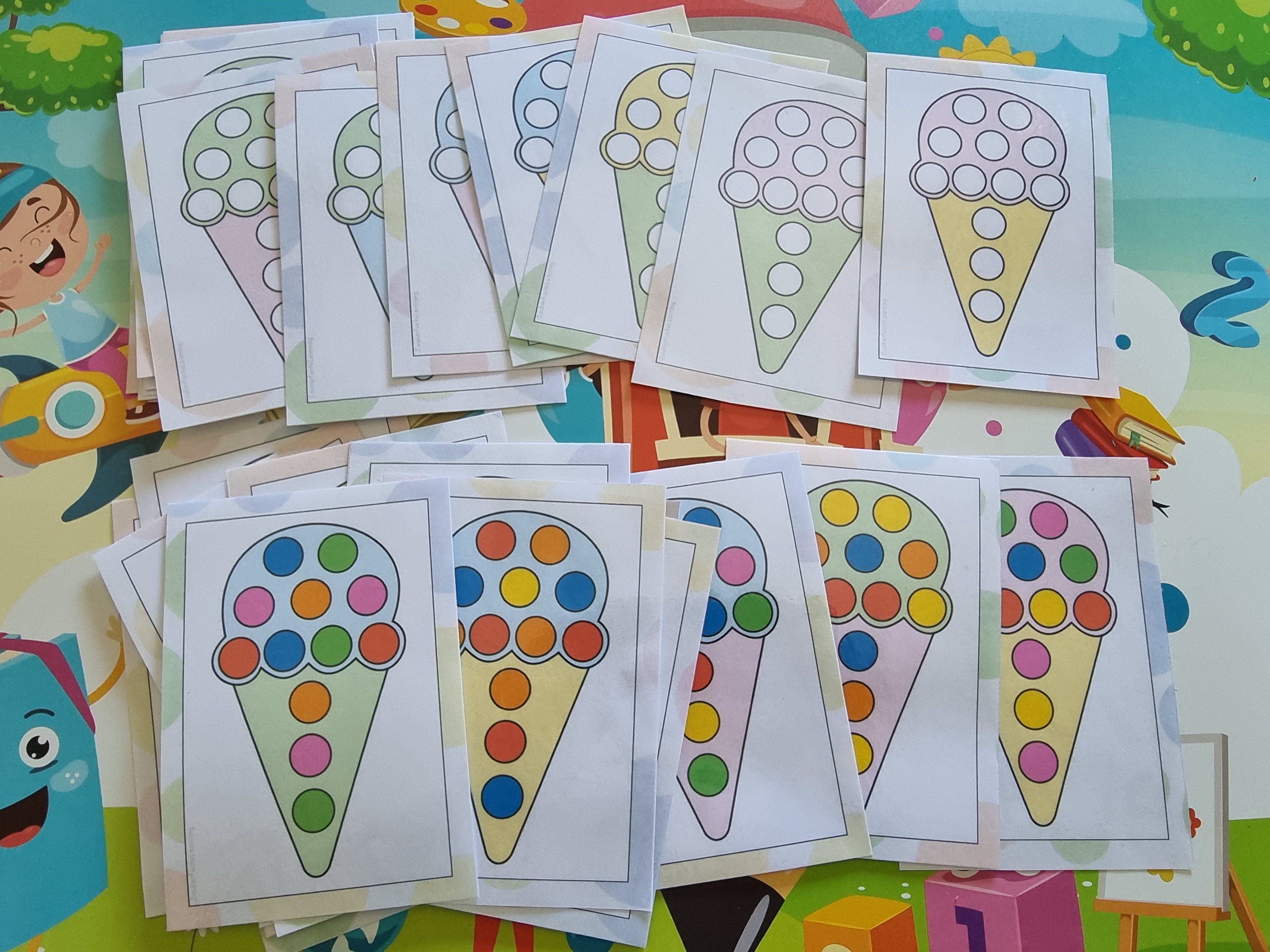 Ice Cream, Playdough Activity Mats, Match Colors Correctly and Fine ...