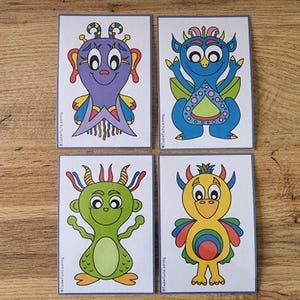 Monster Matching, 12 Monsters, 4 Pieces per Monster, Solution Cards ...