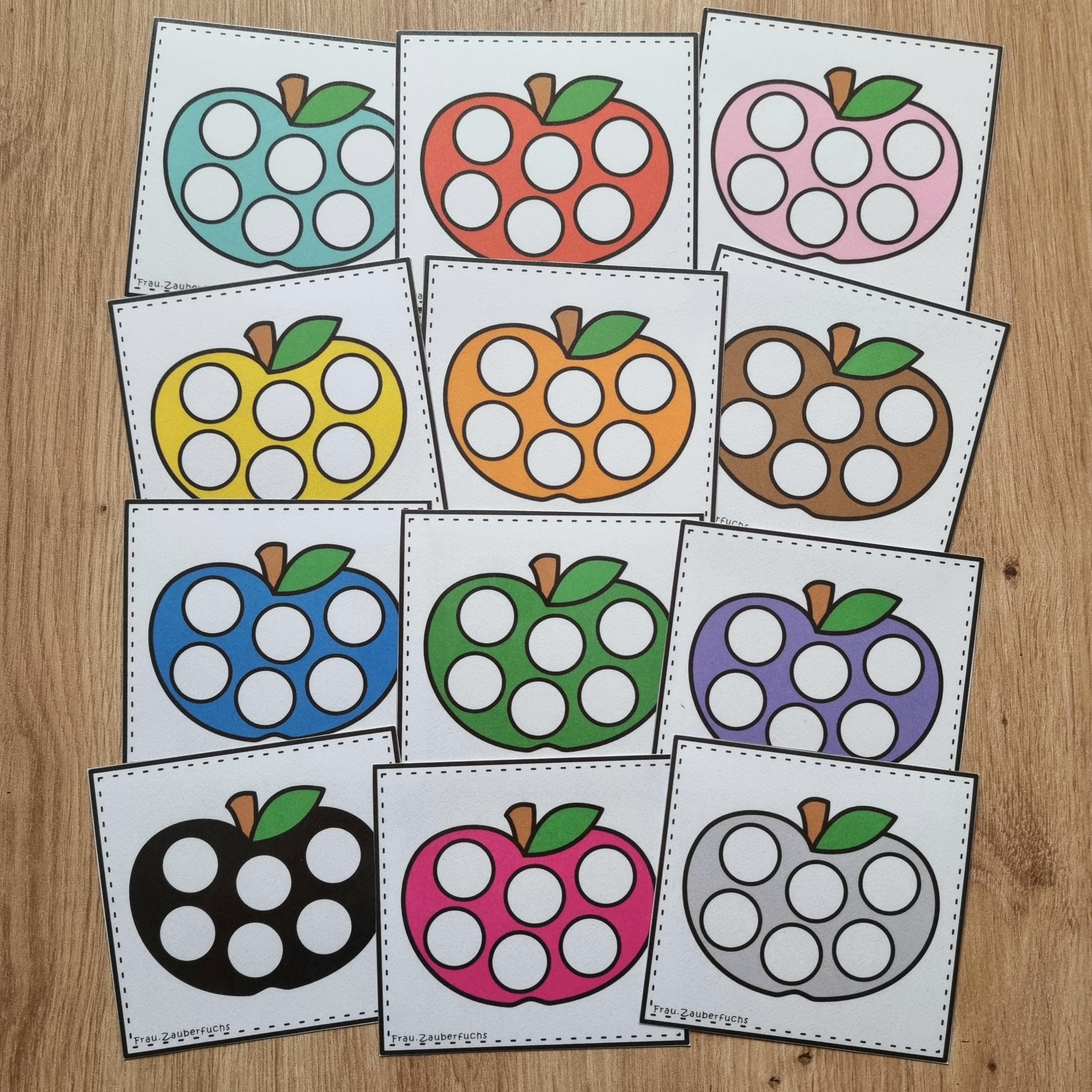 Apples - Fine Motor Skills & Color Matching With Colorful Apples ...