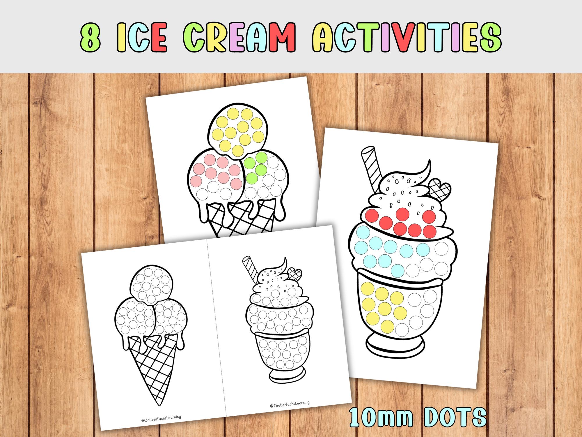 Dot Sticker or Dot Marker Activity, Fine Motor Skills, Ice Cream ...