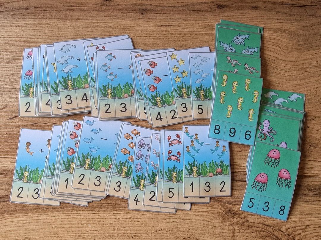 Clip Cards Math Stories Sea Numbers 1 to 6, Clip Cards Sea Numbers 1 to ...