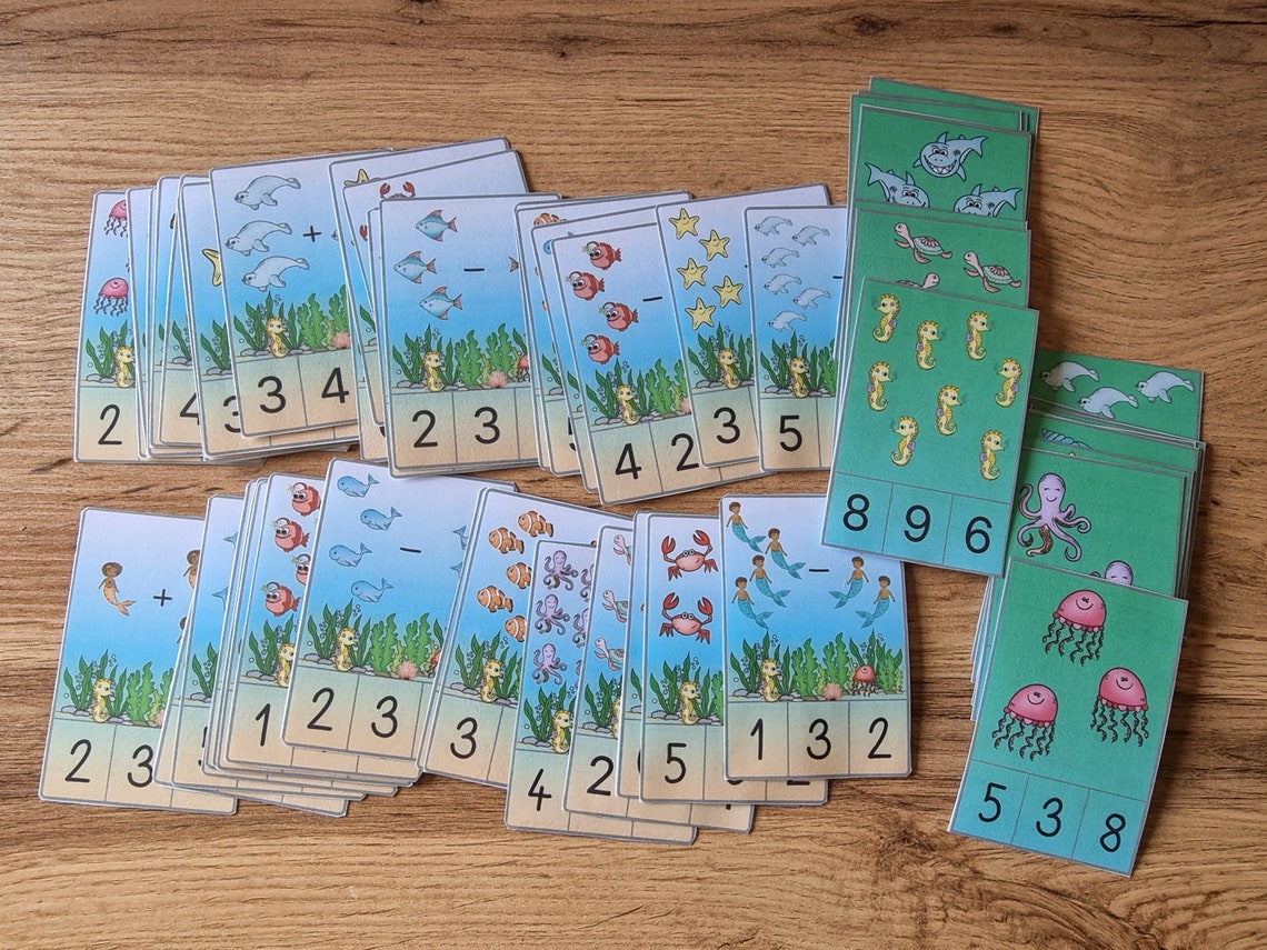Clip Cards Math Stories Sea Numbers 1 to 6, Clip Cards Sea Numbers 1 to ...