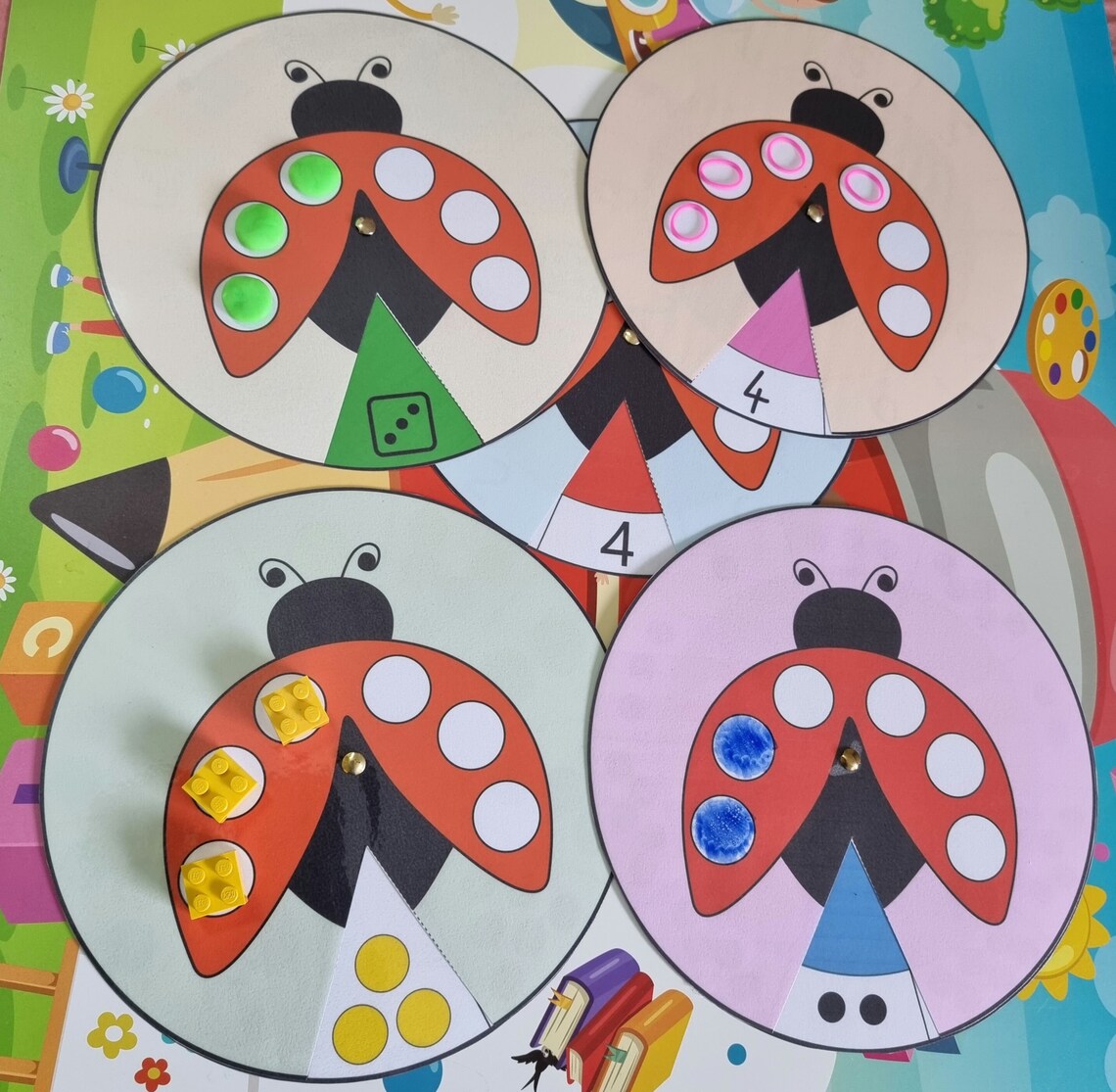 Ladybug Colors and Counting Wheels, Numbers 1 to 6, Match Colors and ...