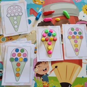 Ice Cream, Playdough Activity Mats, Match Colors Correctly and Fine ...
