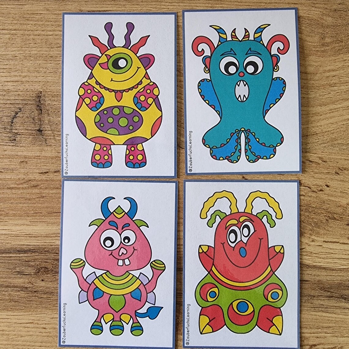 Monster Matching, 12 Monsters, 4 Pieces per Monster, Solution Cards ...