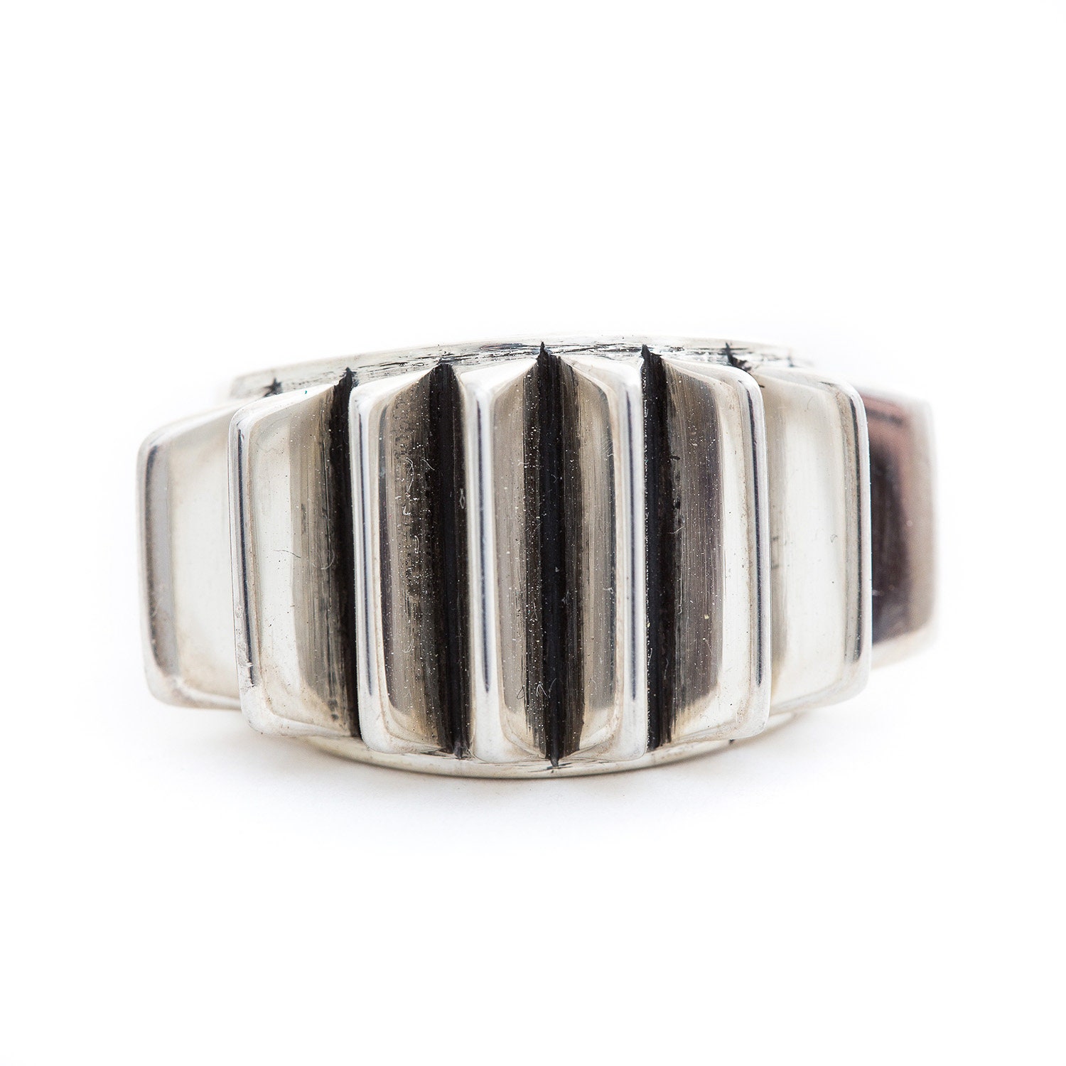 Flanged Silver Spike Ring