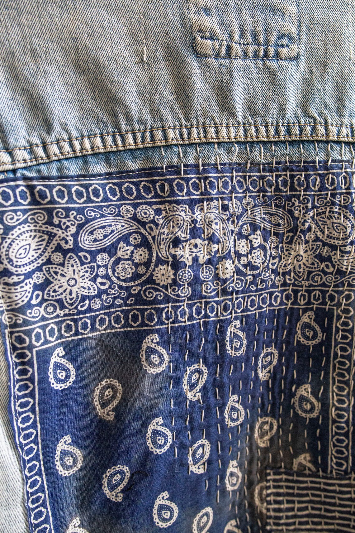 Indigo Boro Denim Jean Jacket With Boro Patch Quilt Stitching - Etsy