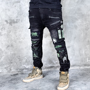 Art City 11 Digital Slime Green Jeans I Slim Fit I Cargo Pants I Punk ...