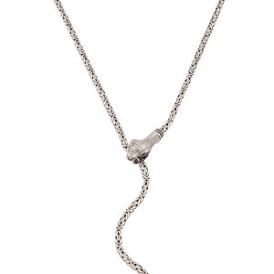 Solid Silver SNAKE BITE Adjustable Lariat Bolo Silver Chain Necklace - Etsy