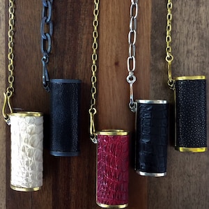BLAZE & CHAIN Metal and Leather Lighter Holder Necklace I Lighter Case ...