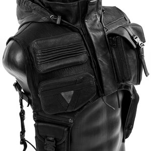 Tech9 Leather Hood With Shoulder Holsters | Tactical Techwear Pockets I ...