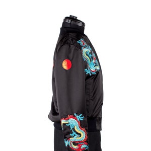 Dragon Fantasy Black Satin Silk Bomber Jacket - Etsy