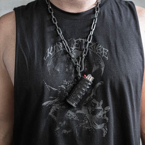 BLAZE & CHAIN Metal and Leather Lighter Holder Necklace I Lighter Case ...