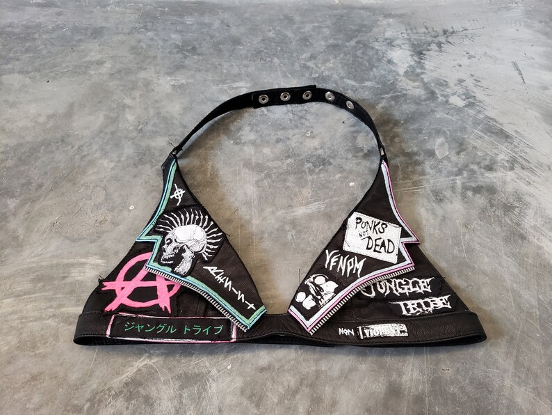 Venom and Vapor Punk Leather Halter Top Bra - Etsy