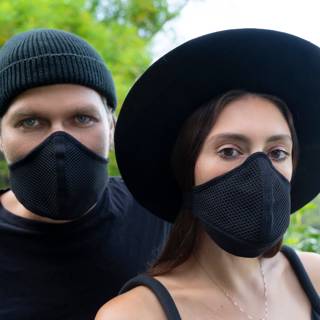 Washable Black Fabric Adjustable Adult Protective Face Mask With Built ...