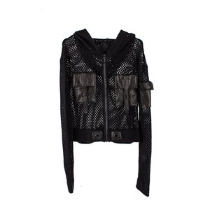 Rave Ready Fishnet Hoodie With Leather Tactical Tech Pockets: Clothing ...