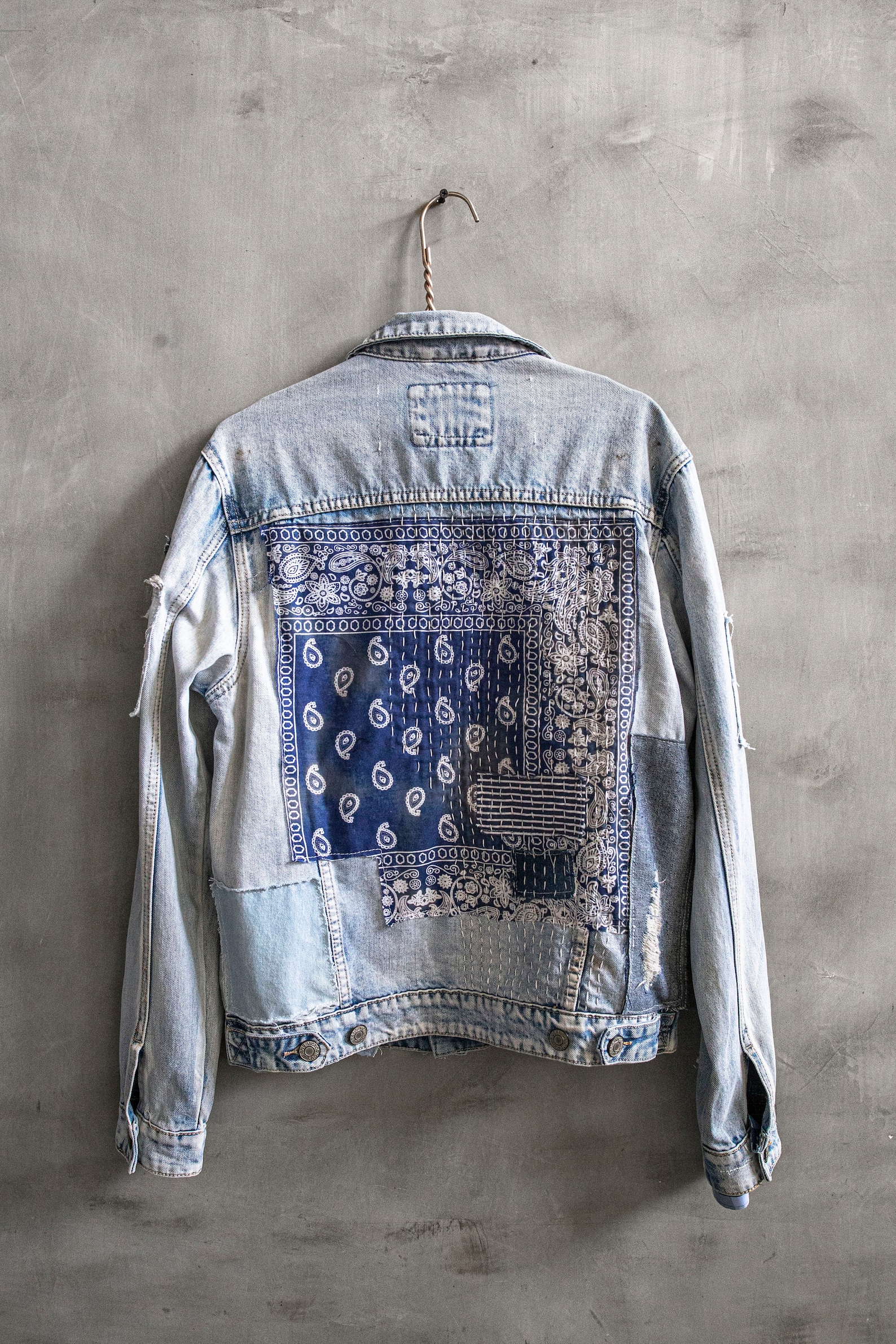 Indigo Boro Denim Jean Jacket With Boro Patch Quilt Stitching - Etsy