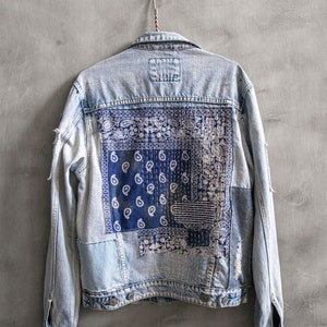 Indigo Boro Denim Jean Jacket With Boro Patch Quilt Stitching - Etsy