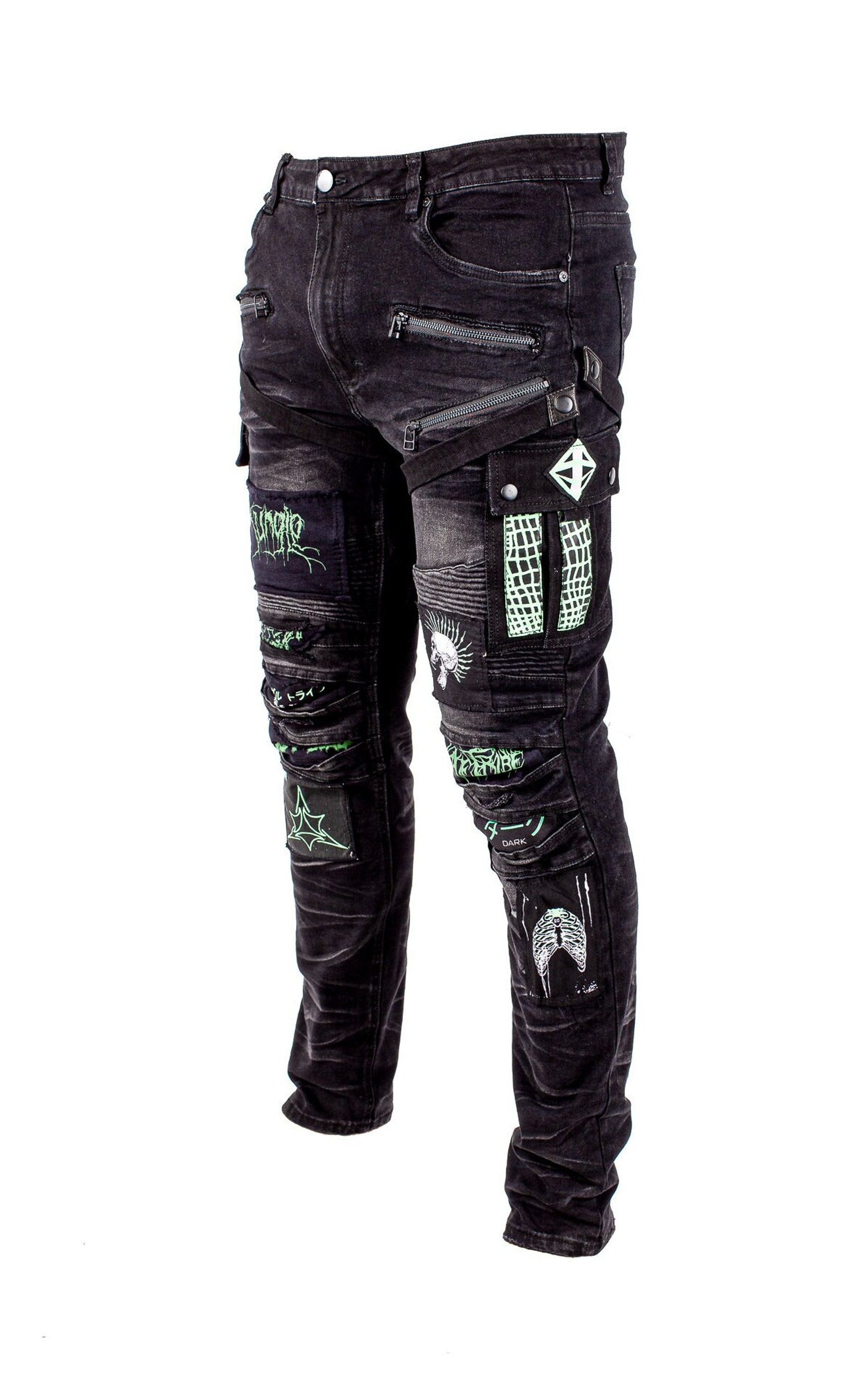 Art City 11 Digital Slime Green Jeans I Slim Fit I Cargo Pants I Punk ...