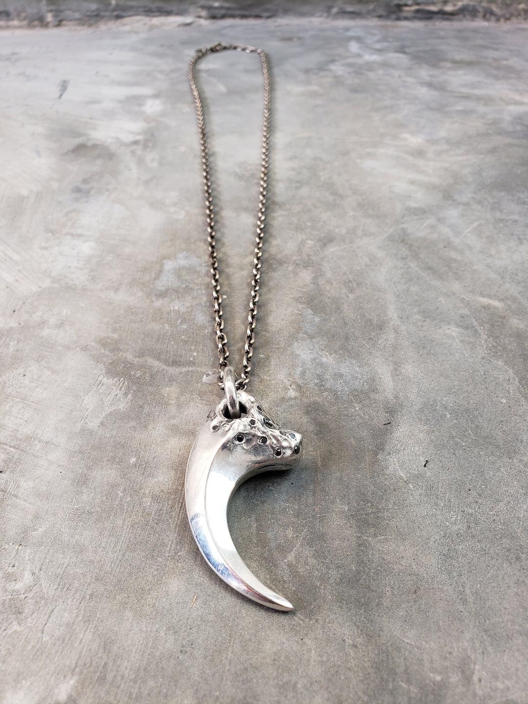 Sterling Silver Raptor Claw Necklace With Black Diamonds - Etsy