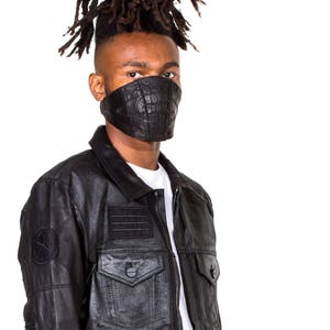 DESERT RAIDER Black Leather Face Mask - Etsy