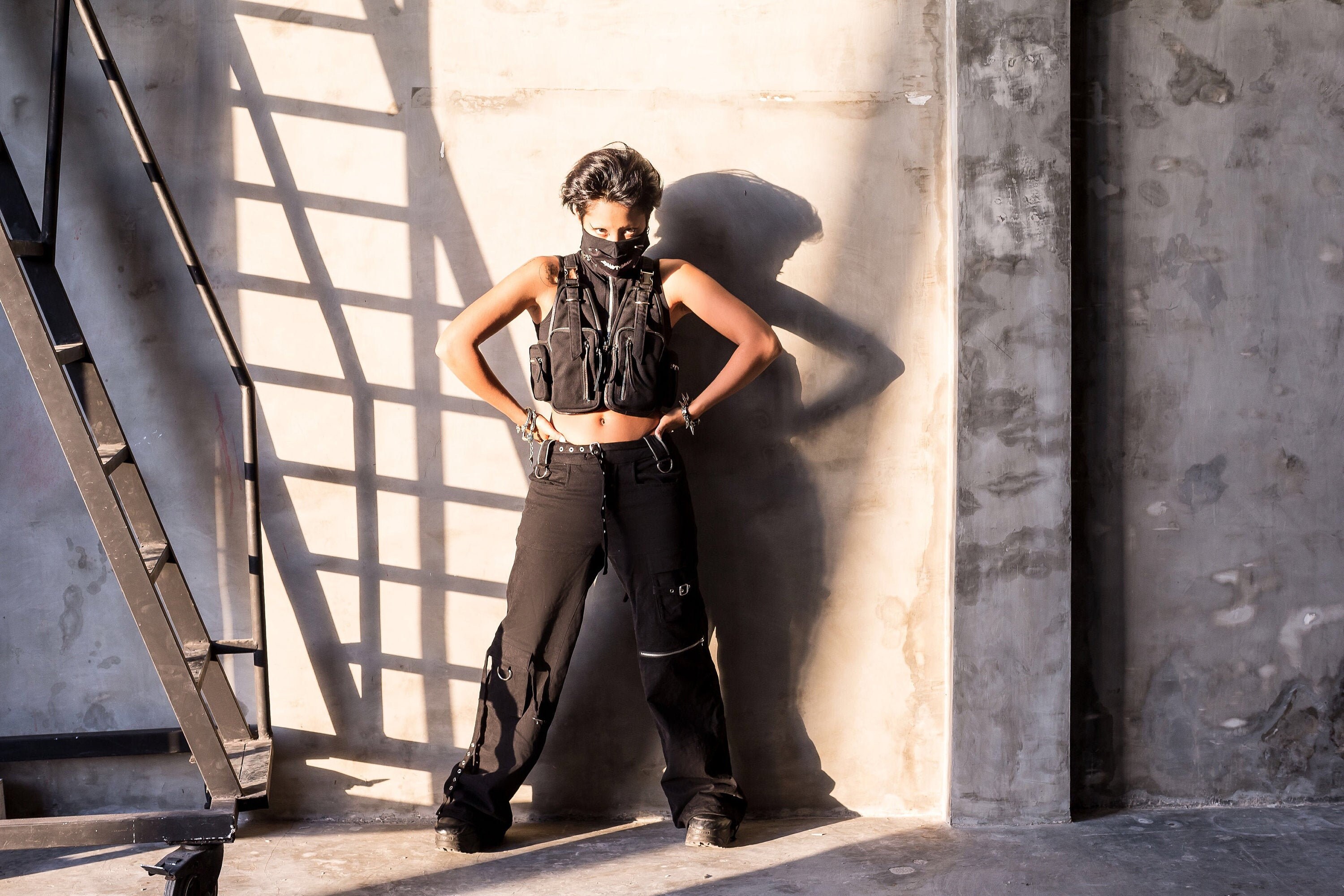 THE HACKER Jet Black Canvas TechWear Utility Vest