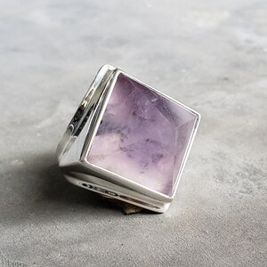 Amethyst Crystal Pyramid Unisex Silver Ring - Etsy