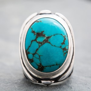 Turquoise Chevron Silver Ring - Etsy