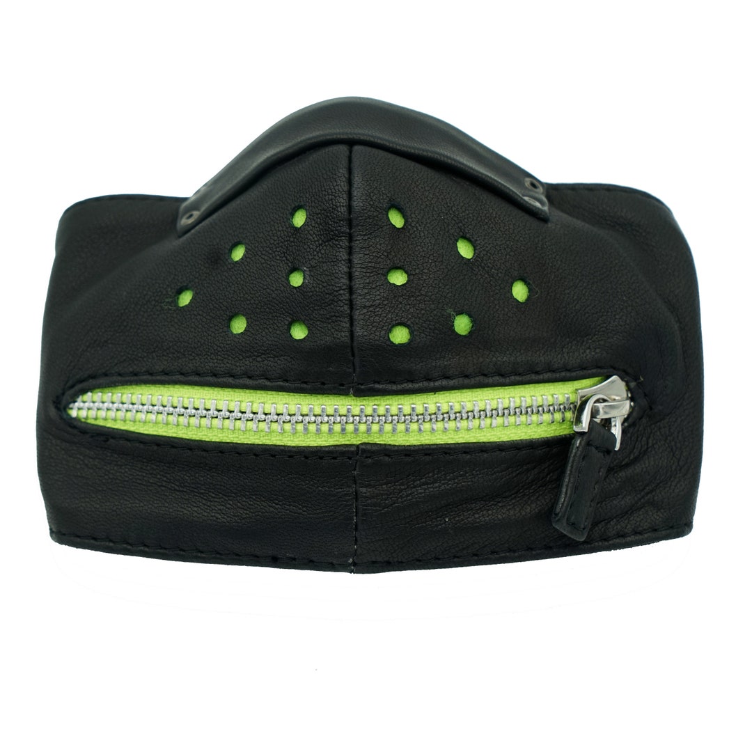 Fluorescent Green Zipper Mouth Face Protection Adjustable Adult Mask ...