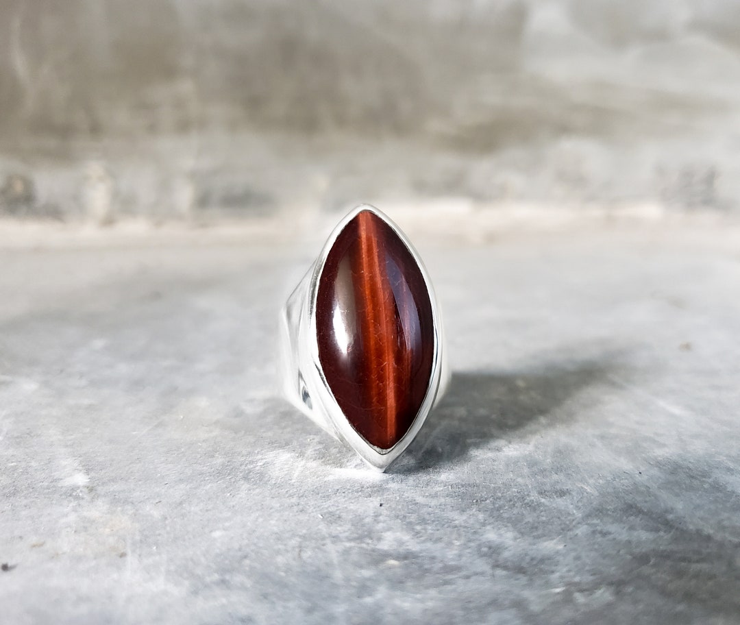 Red Tigers Eye Sterling Silver Ring - Etsy