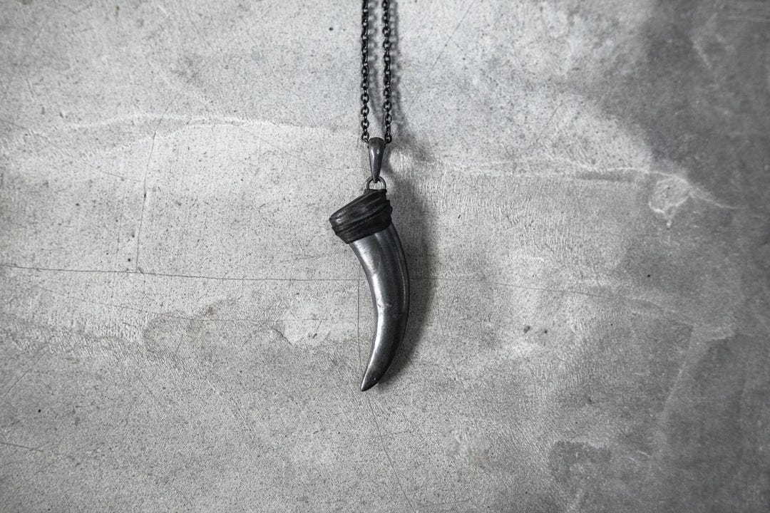 Scared Sacred Large Black Claw Pendant on a Matte Black Necklace Chain ...