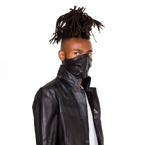 METRIC MERCENARY Black Leather Face Mask - Etsy