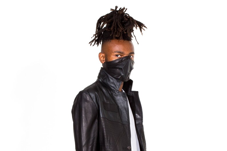 METRIC MERCENARY Black Leather Face Mask - Etsy