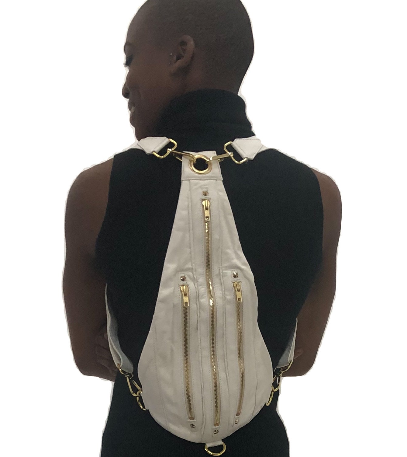 TRI ZIPPER Leather Hip Bag Backpack and Fanny Pack W/ Gold - Etsy Australia
