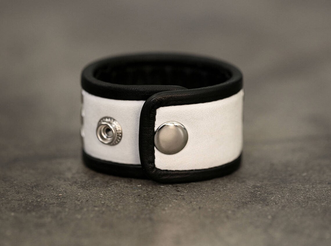 HIGH CONTRAST Black and White Punk Rock Leather Studded Cuff - Etsy