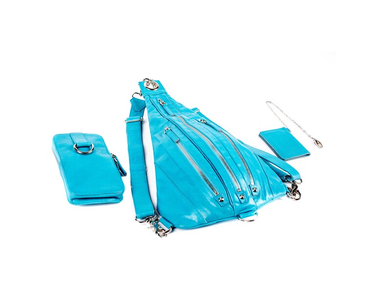 Turquoise Tri Zipper Back Pack Convertible Sling Bag Shoulder - Etsy