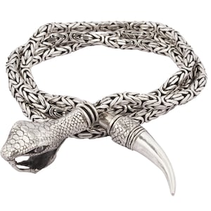 Solid Silver SNAKE BITE Adjustable Lariat Bolo Silver Chain Necklace - Etsy