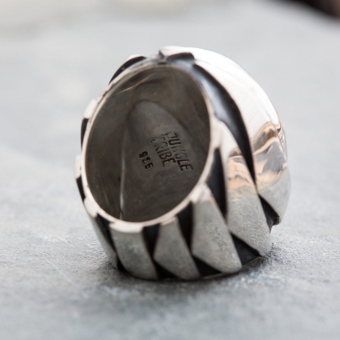 Turquoise Chevron Silver Ring - Etsy