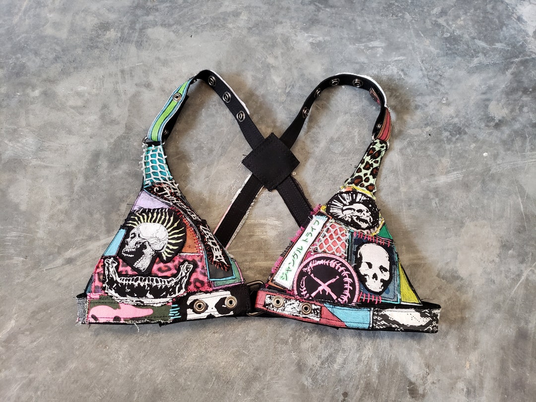 Neon Skulls Canvas Bra - Etsy