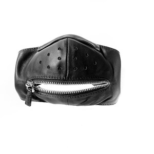 Black Silver Zipper Mouth Face Protection Adjustable Adult Mask With ...