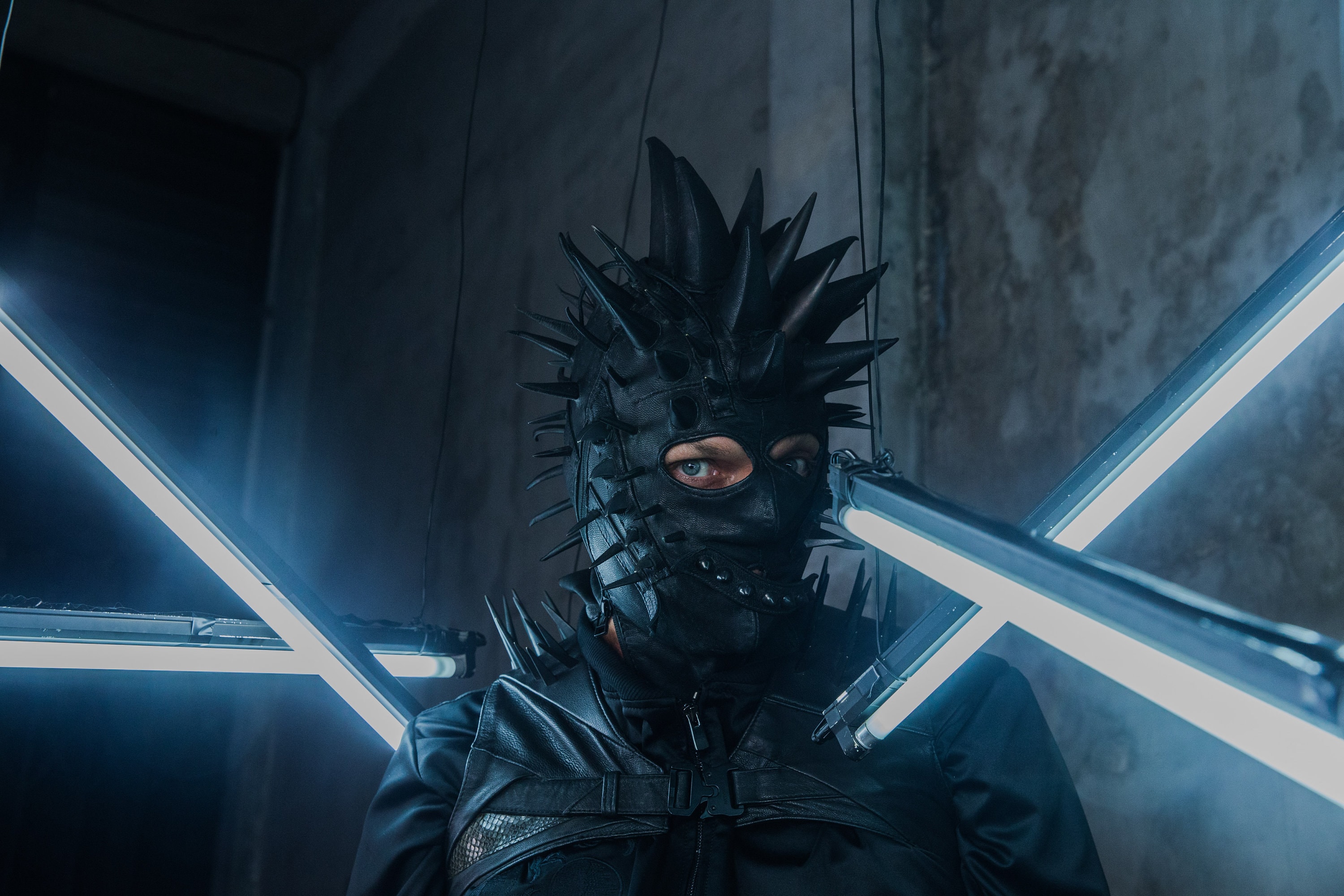 Spike Attack Leather Full Face Gimp Mask
