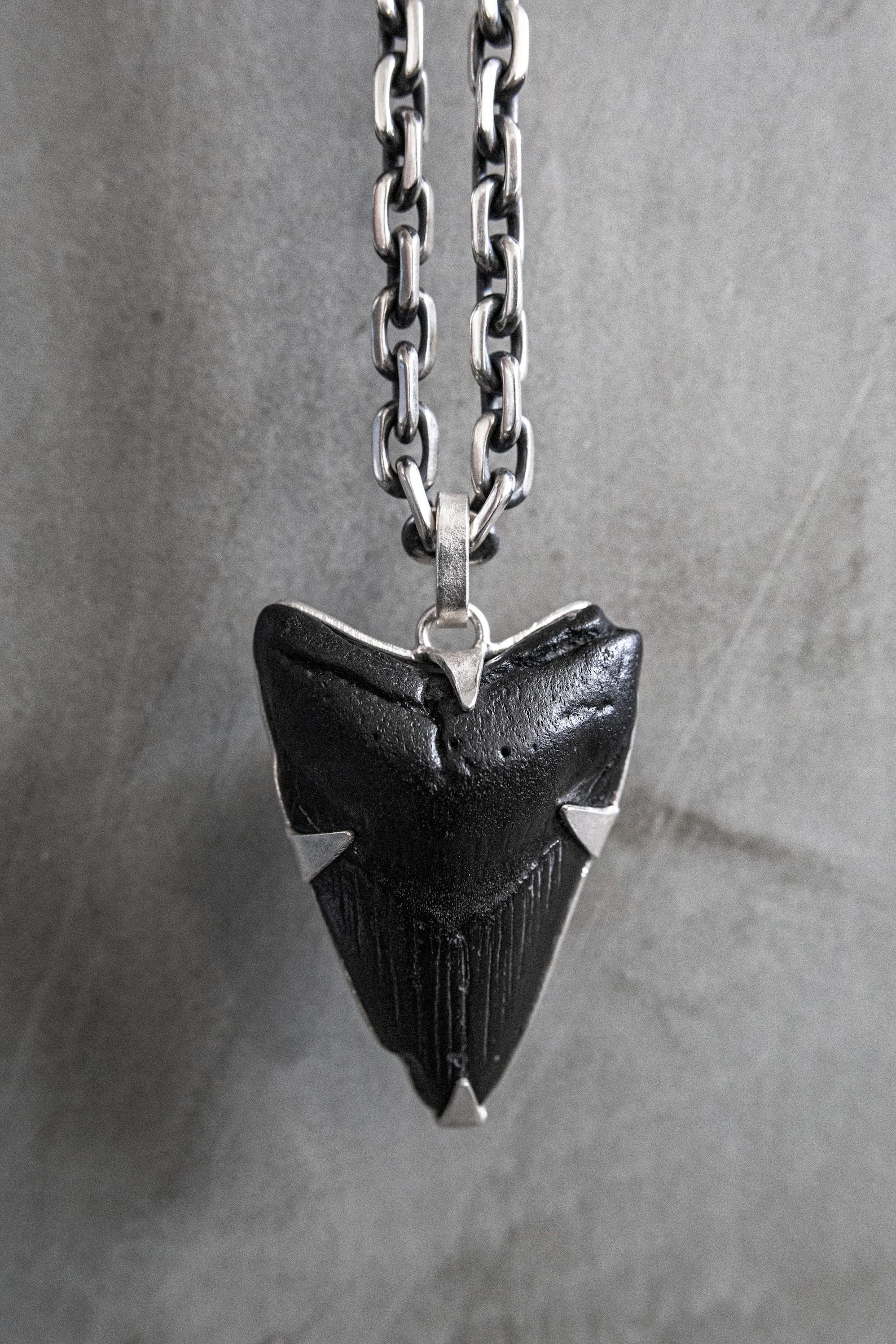 Prehistoric Genuine Megalodon Shark Tooth Fossil Set in a Sterling ...